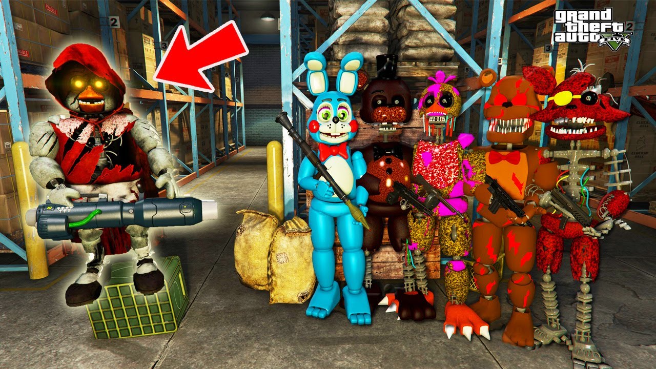 Chica RED HAT VS IGNIGHT ANIMATRONICS GTA 5 Mods FNAF ANIMATION SFM ...
