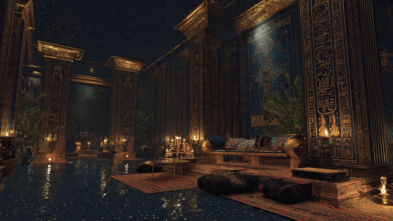 Ancient Egypt Nights 🌕 Moonlit Nile Palace Ambience for Deep Sleep ...