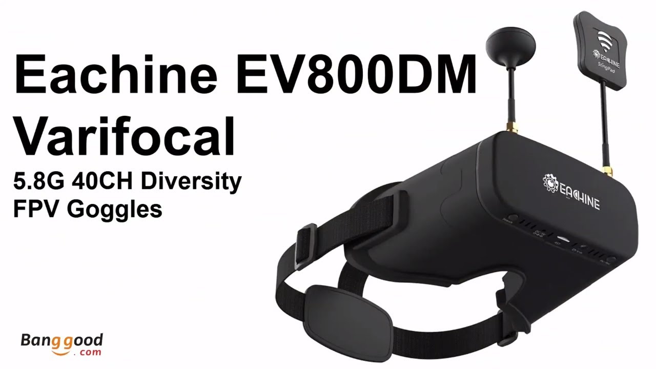 Eachine EV800DM Varifocal 5.8G 40CH Diversity FPV Goggles - YouTube