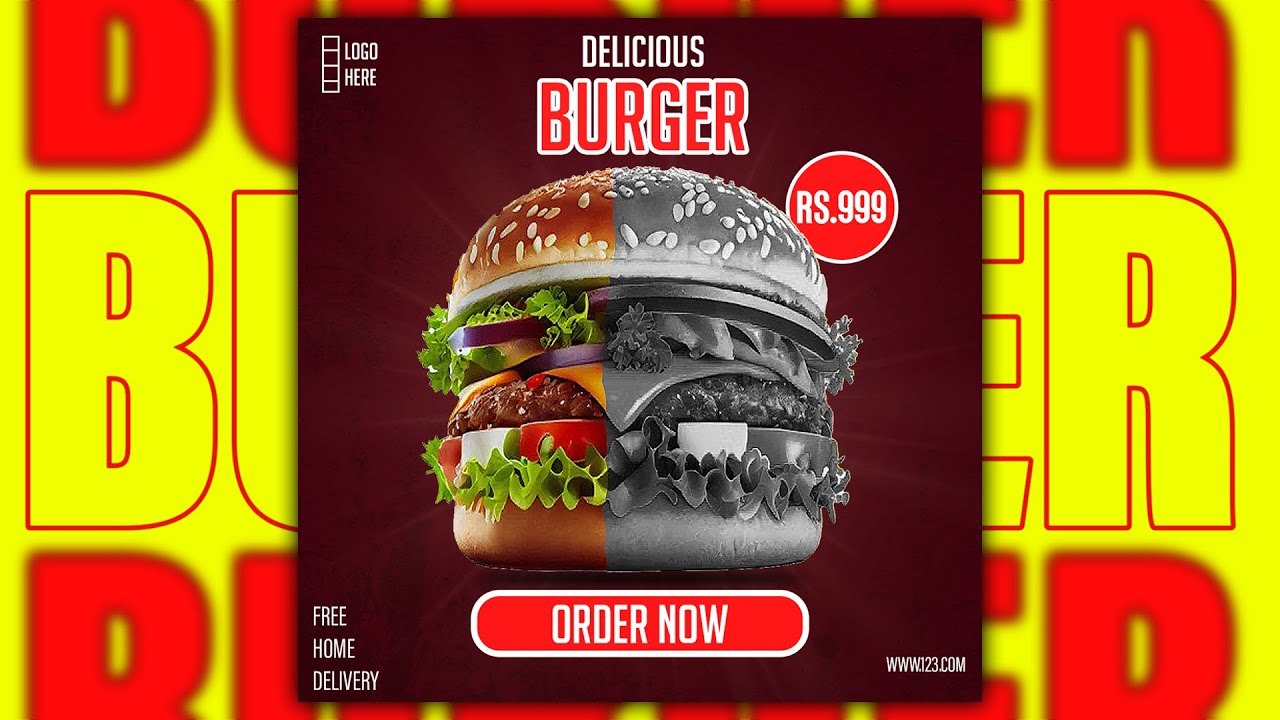 Step-by-Step Burger Poster Design Tutorial in Adobe Photoshop # ...