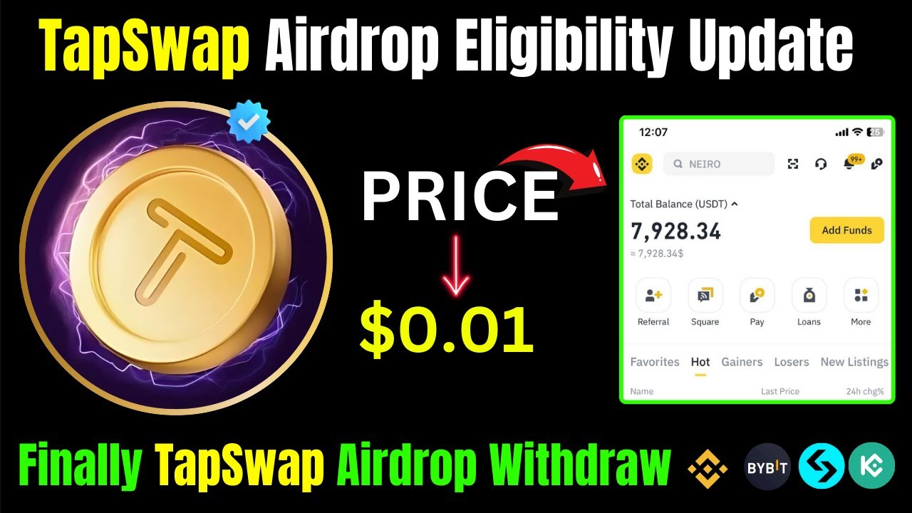 TapSwap Airdrop Eligibility Update | Finally TapSwap Airdrop Withdraw ...