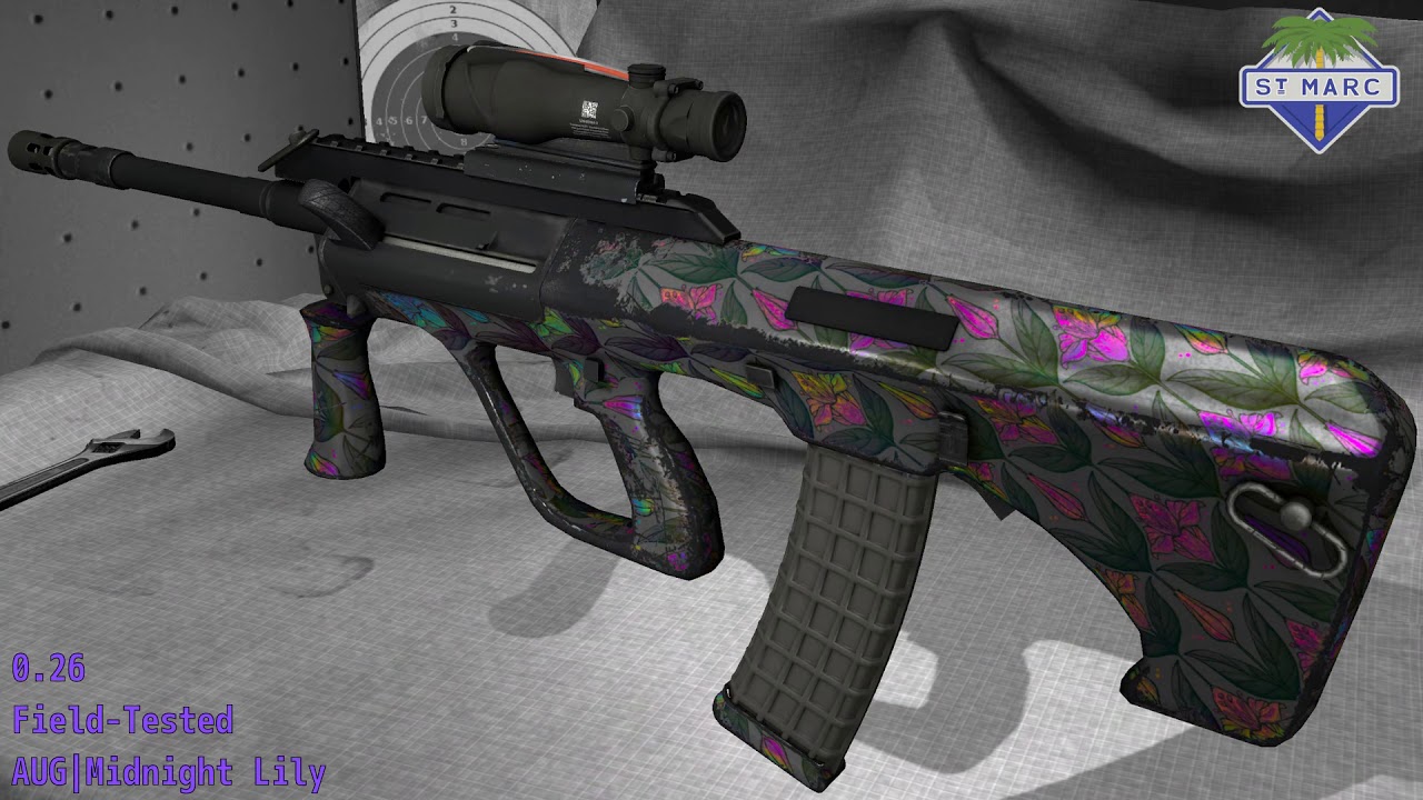 AUG Midnight Lily - Skin Wear Preview - YouTube