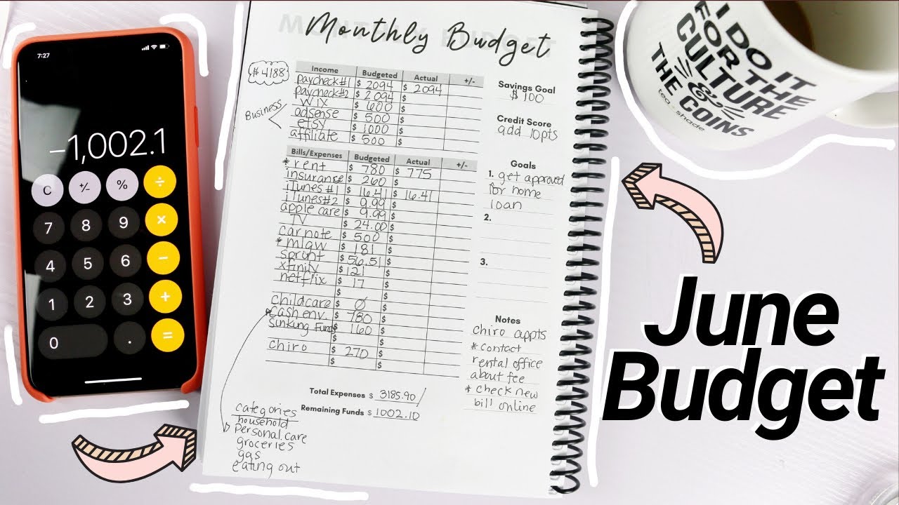 Budget With Me: June Monthly 2020 | Creating My Monthly Budget - YouTube