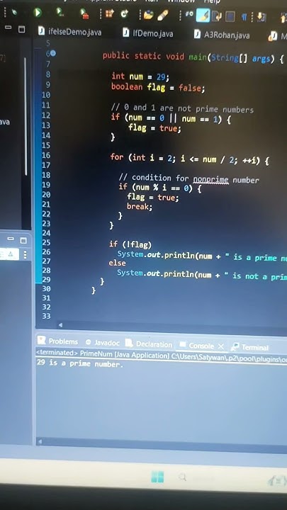 prime number program in java | find given number is prime or not in java #coding #shorts - YouTube