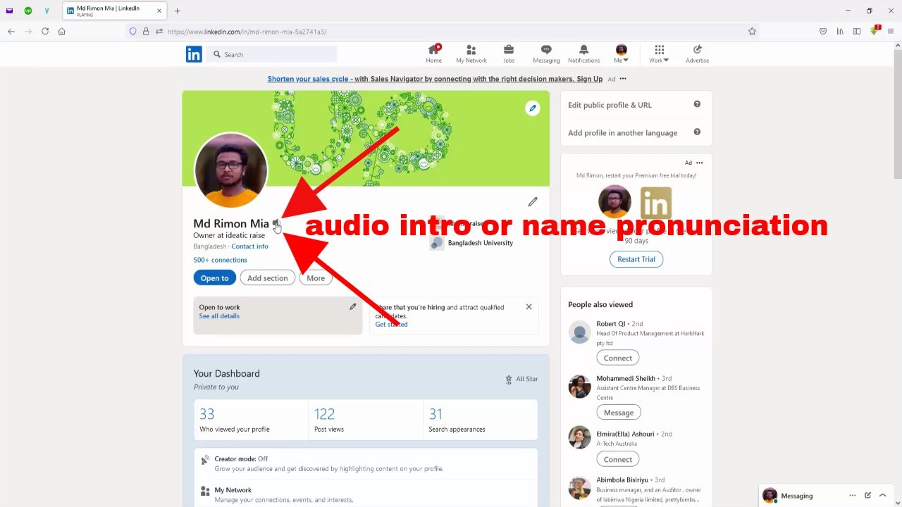 how to add linkedin profile intro [or] how to use linkedin audio intro ...
