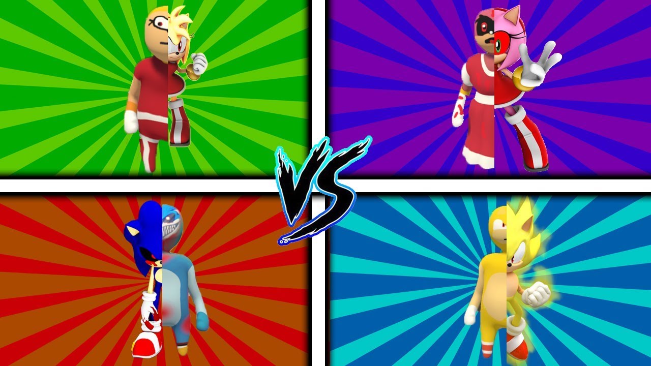 Sonicexe Y Amyexe Vs Super Sonic Y Super Amy De Plastilina Human Fall Flat Zettagamer Youtube