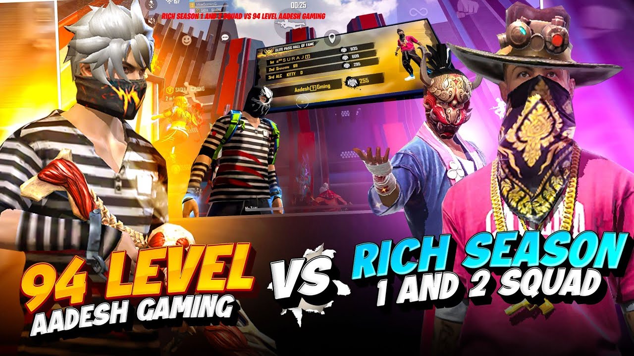 94 LEVEL AADESH GAMING VS 2 PRO SEASON 1 AND 2 SQUAD || WHO WILL WON ...