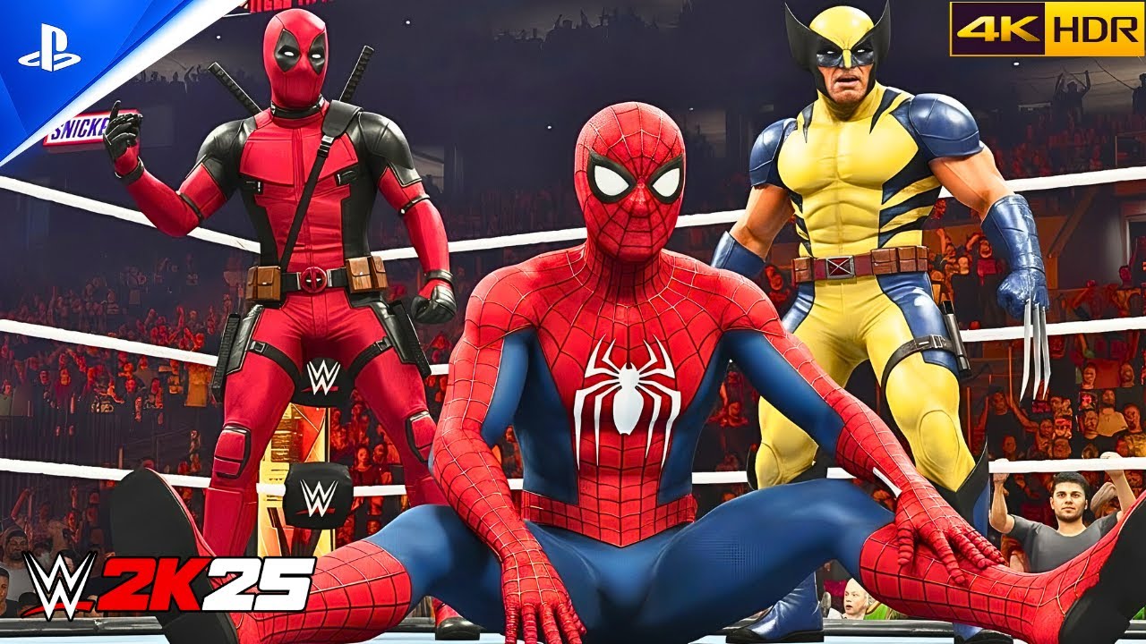 Spiderman Vs Deadpool & Wolverine | One Vs Two Handicap Match - WWE ...