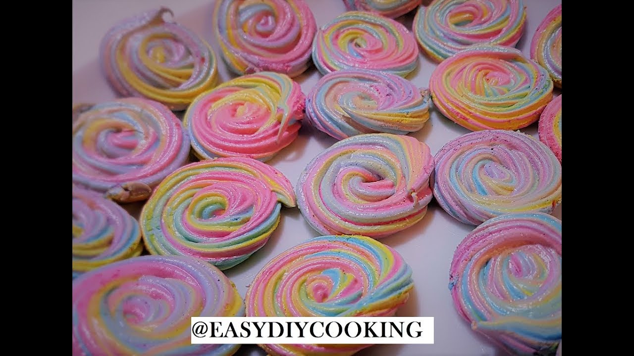 EASY DIY COOKING - COLOURFUL RAINBOW MERINGUE COOKIES - YouTube