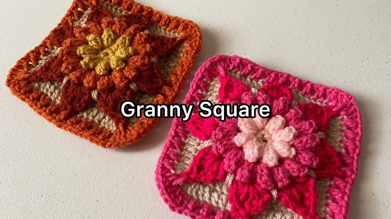 3D Popcorn Flower Granny Square Tutorial#33 - YouTube