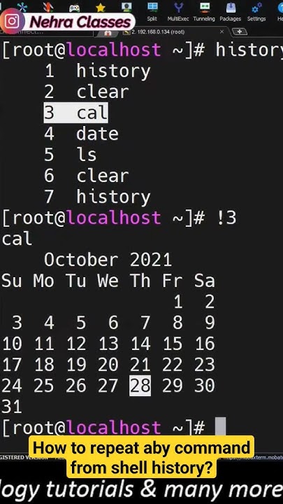 Repeat Command From #Linux Shell History | Nehra Classes #shorts #ytshorts #shortsvideo - YouTube