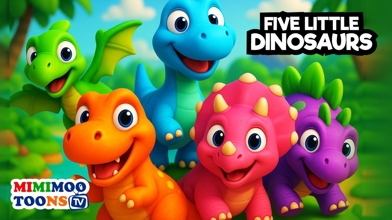 🦖 Five Little Dinosaurs | MimiMoo Toons Popular Fun Kids Nursery Rhyme ...