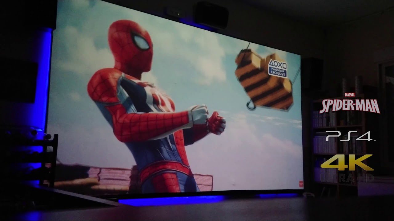 Spider-Man PS4 Gameplay- Projector Optoma GT1080 150" Screen (4K) - YouTube