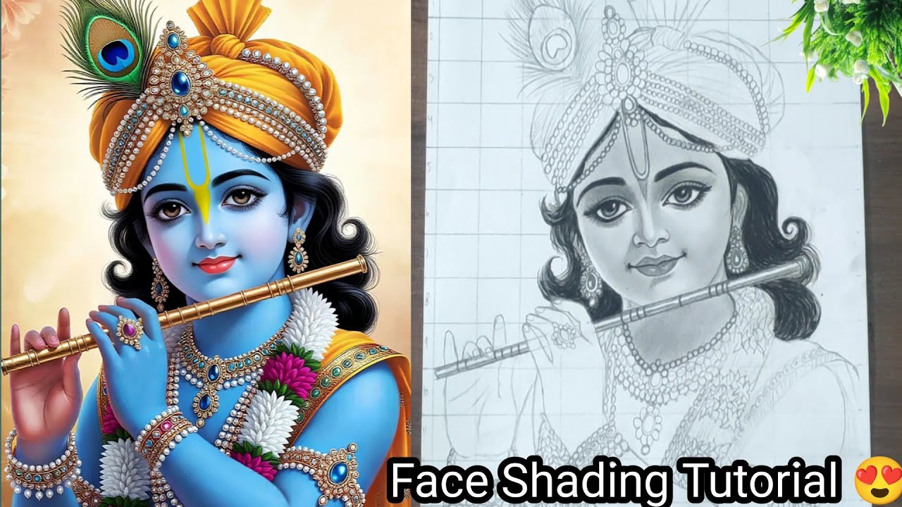 Krishna Drawing Very Easy Step By Step|Face Shading Tutorial|Krishna ...