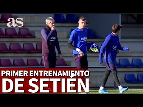 El primer entrenamiento de Quique Setién con el Barcelona | Diario AS