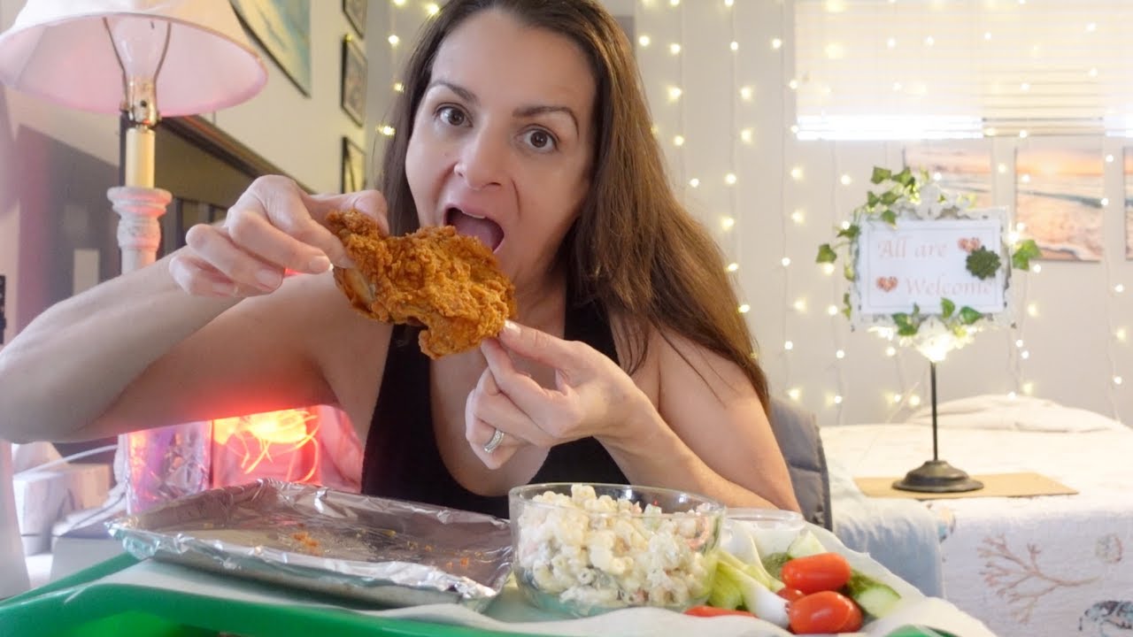 FRIED CHICKEN MUKBANG with some ASMR Action! - YouTube