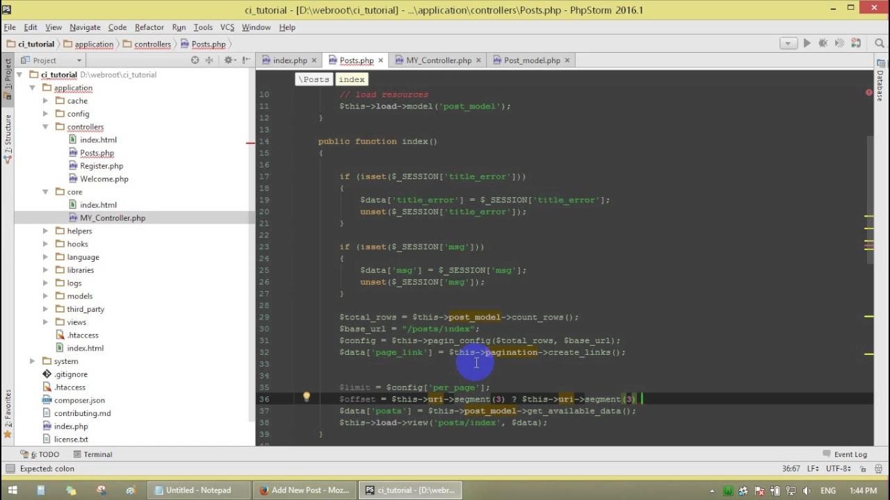Codeigniter 3 Tutorial 7 - "MY_Controller" and "Pagination" Library - YouTube
