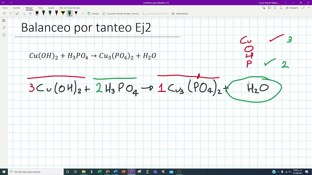 Balanceo de Ecuaciones Químicas por el método de Tanteo. Ejemplo 2 ...