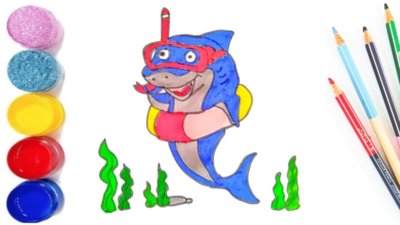 How to draw Daddy Shark #drawing #easydrawing #colors #cute #kid #kids ...