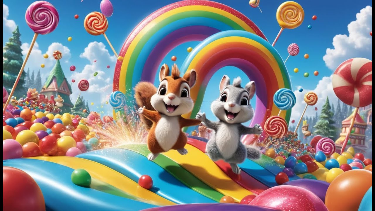 Sparkle Squirrel and the Rainbow Slide | Colorful Slide Adventure Song ...