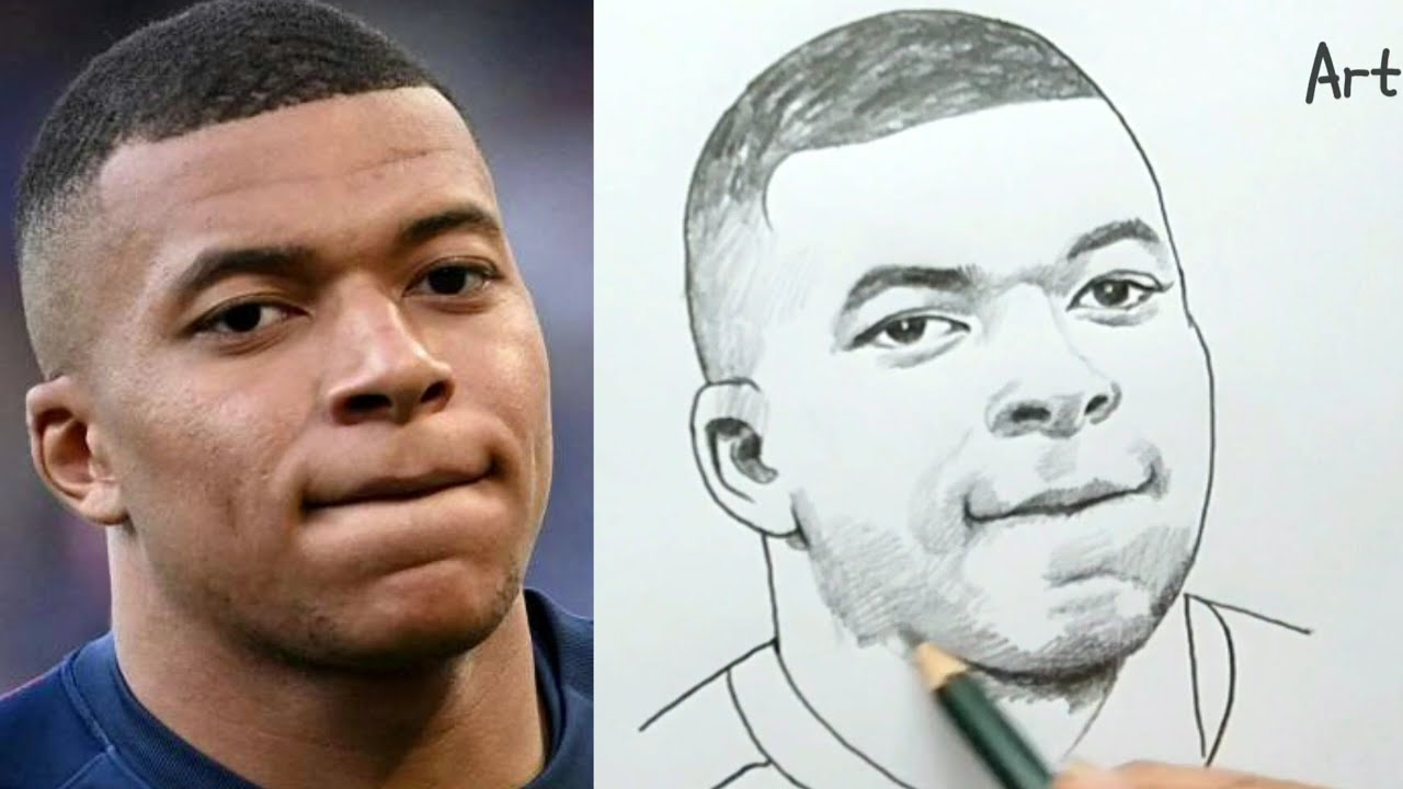 Kylian Mbappe pencil sketch | How to draw portrait #mbappe - YouTube