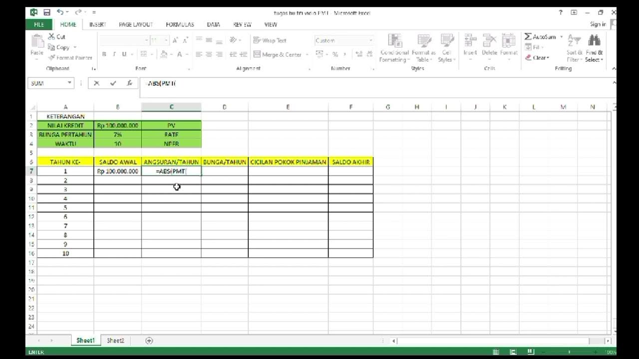 TUTORIAL RUMUS EXCEL ( FUNGSI PMT ) - YouTube