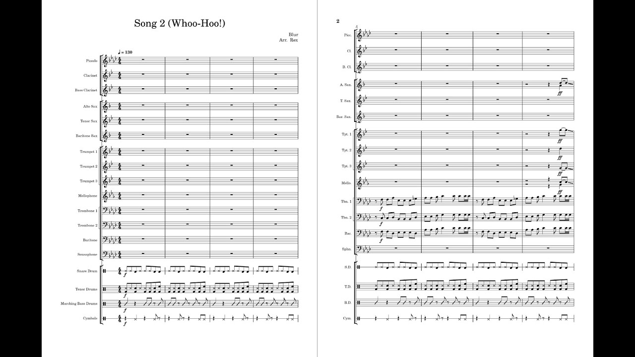 Song 2 ("Whoo-Hoo") - Blur (for marching band) - YouTube