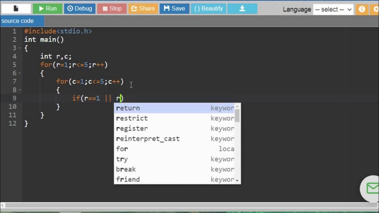 Print Empty Hollow Square star pattern program in C - YouTube