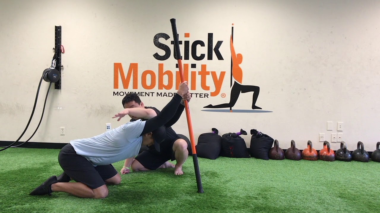 Child's Pose with T-spine Mobilization - Stick Mobility Exercise - YouTube