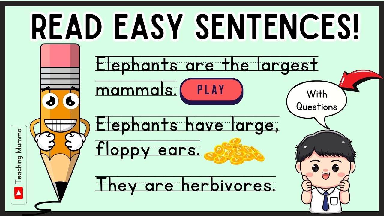 Practice Reading | Simple sentences in English for Kids | Kinder ...