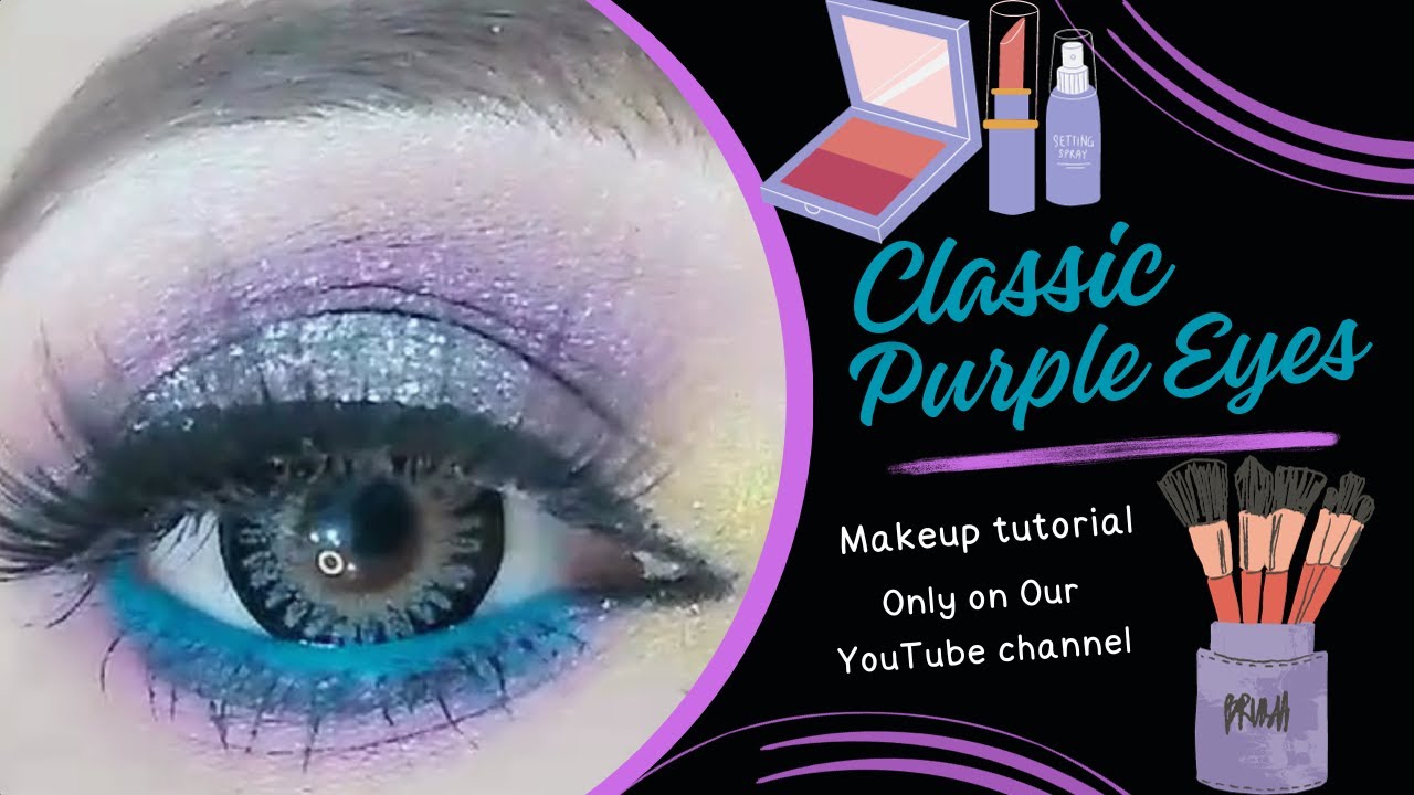 Classic Purple Glitter Eye Makeup tutorial step by step #beautytutorial #makeup ...