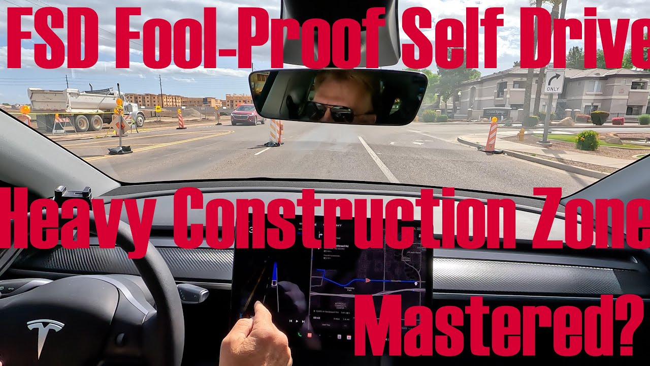 FSD Heavy construction zone mastered? - YouTube
