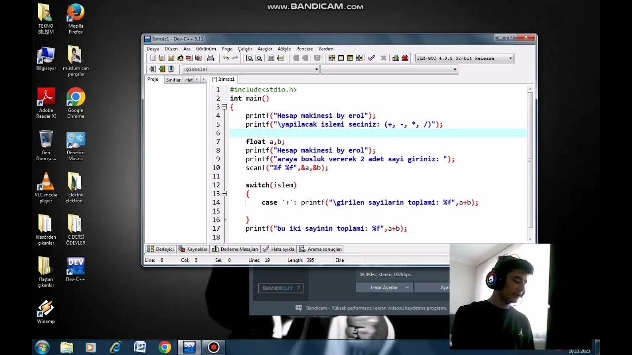 C programlama dersi: while ve switch case ile hesap makinesi yapmak. - YouTube