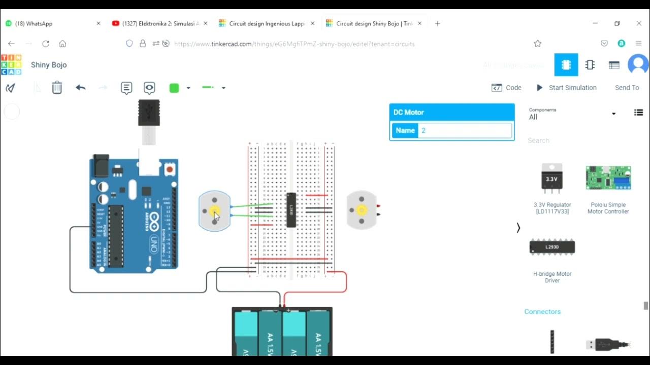 05. Input Serial Output Digital Mobile Robot - Simulasi Arduino TinkerCAD - YouTube