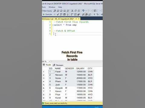 Fetch first five records in table#sql #youtubeshorts #mssql #shortvideo #mssql #Rank functions ...