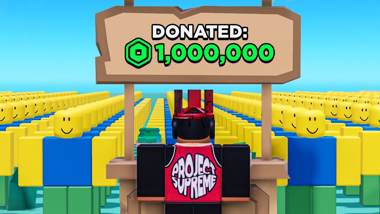 donating robux to 100 people on roblox.. - YouTube