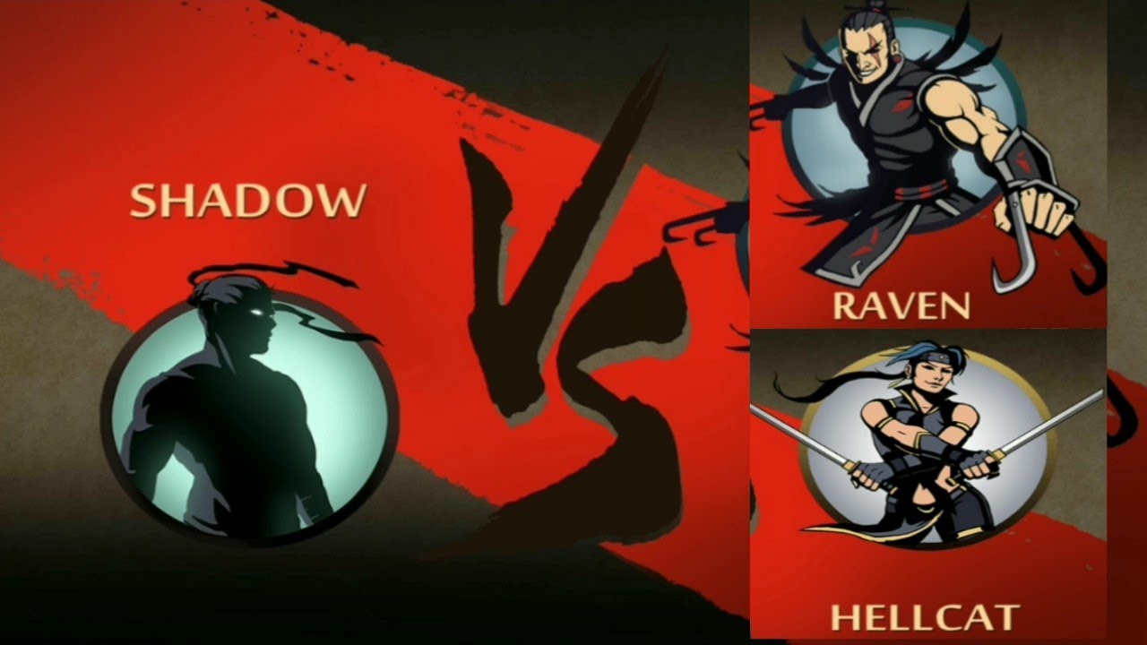 Shadow fight 2 gameplay shadow vs hellcat and raven - YouTube