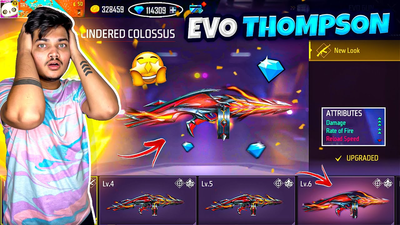 Free Fire New Evo Thompson😍 Max Level In 9999 Diamonds💎 Double Rate Of ...