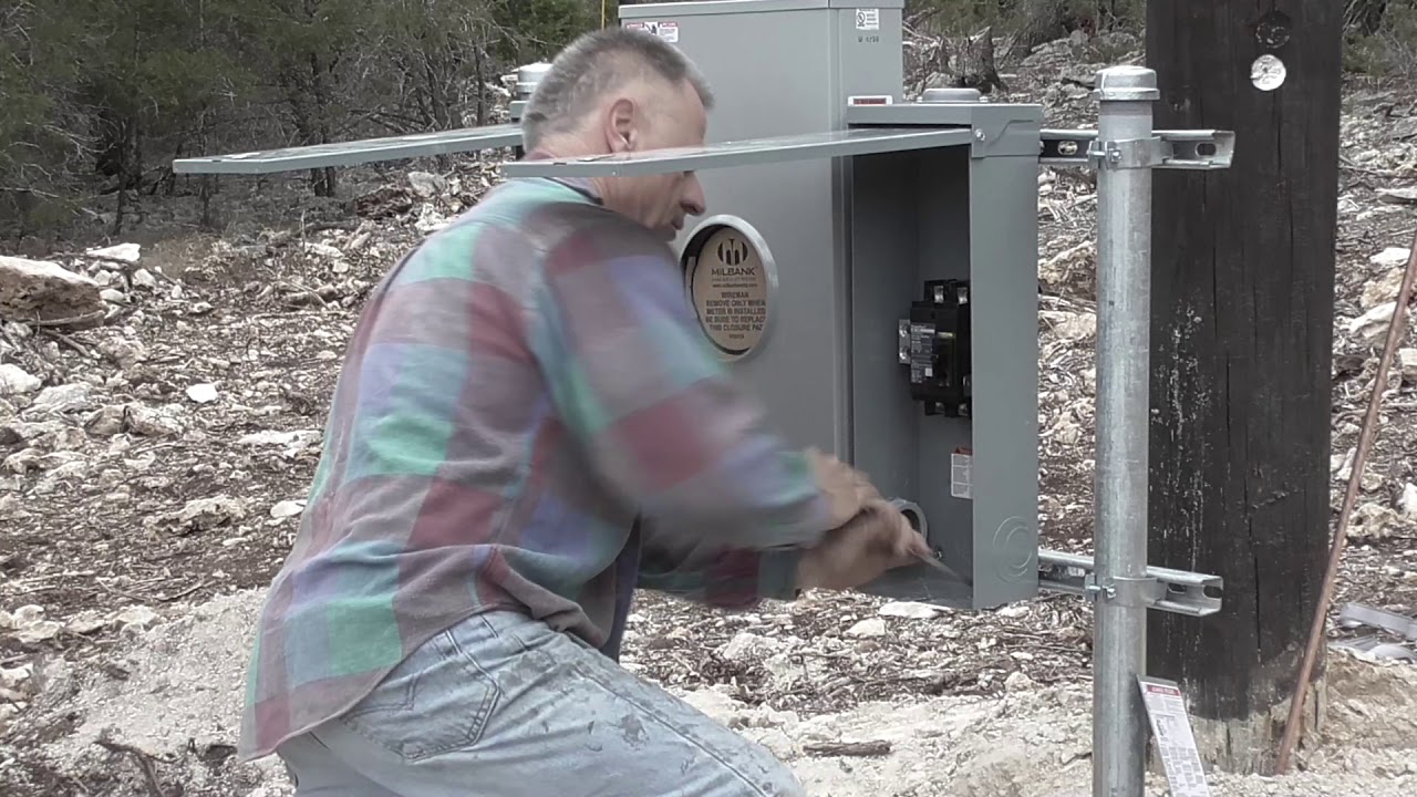 Container build - electrical meter stand, panels and power wire ...