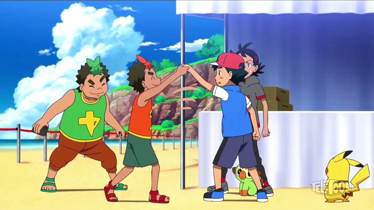 Goh finds out ash is a Alola League champion english dub Pokémon ...