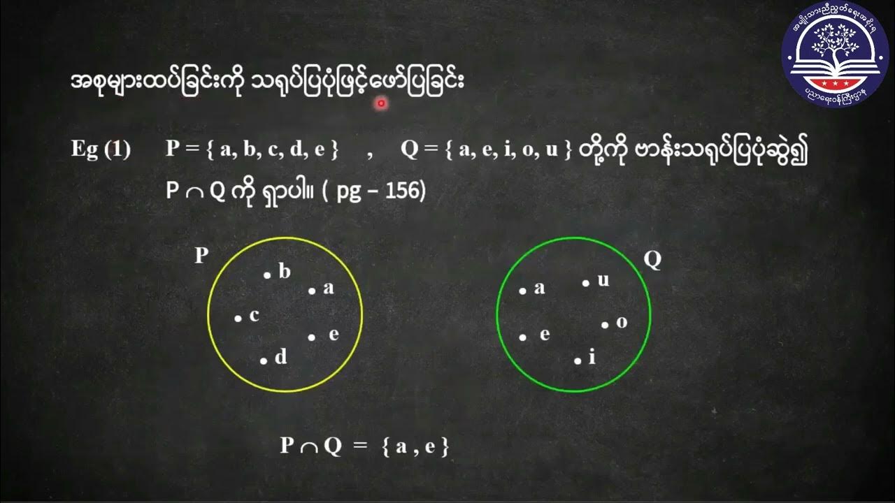 Grade 9 သင်္ချာအတွဲ ၁ ၊ အခန်း ၁၀ ၊ အစုများ၊ အပိုင်း ၄ စာမျက်နှာ