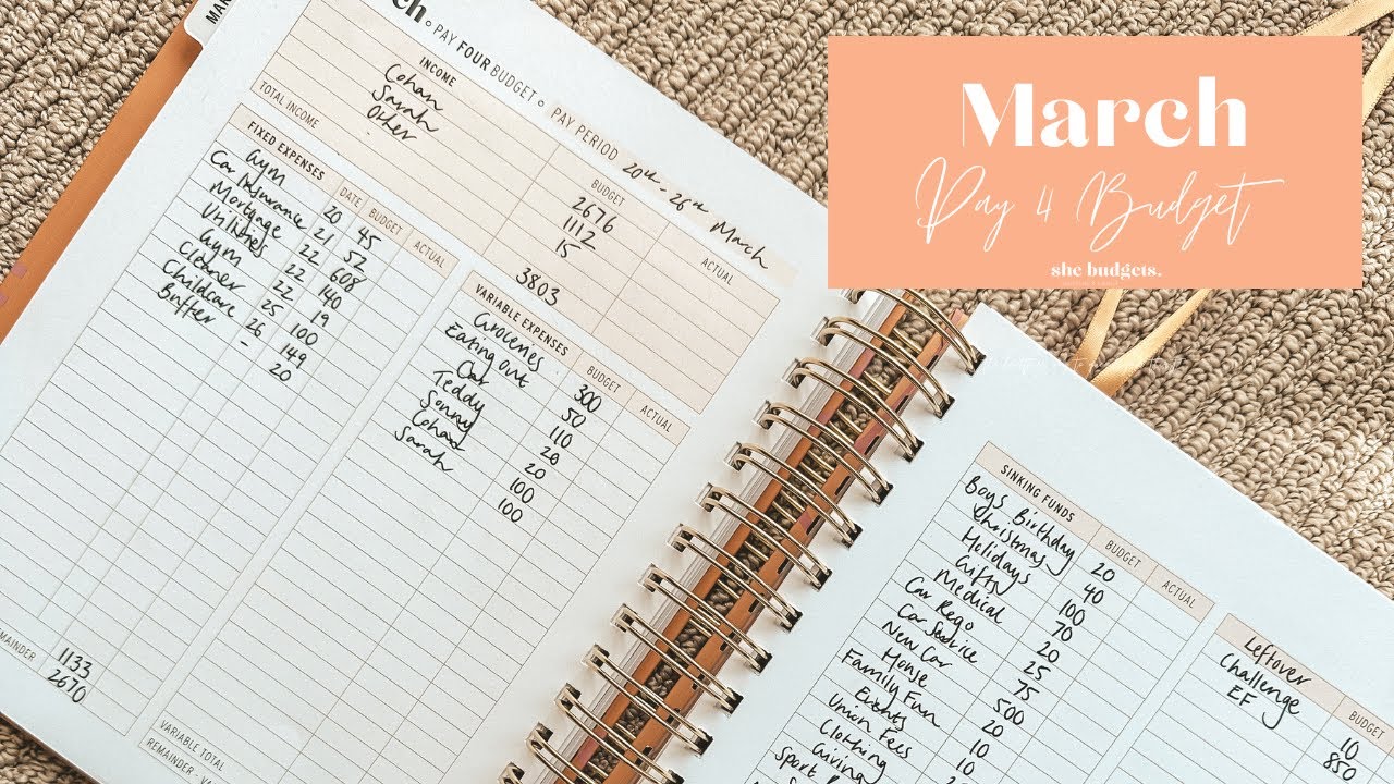 March Pay 4 Budget Sheet | Budget With Me | Zero Based Budget | Sinking ...