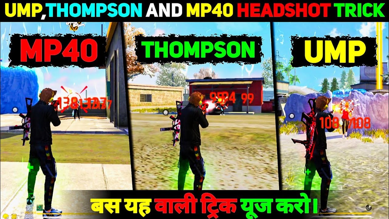 New Ump Direct Red Number Trick in Free Fire | Free Fire Smg Headshot ...