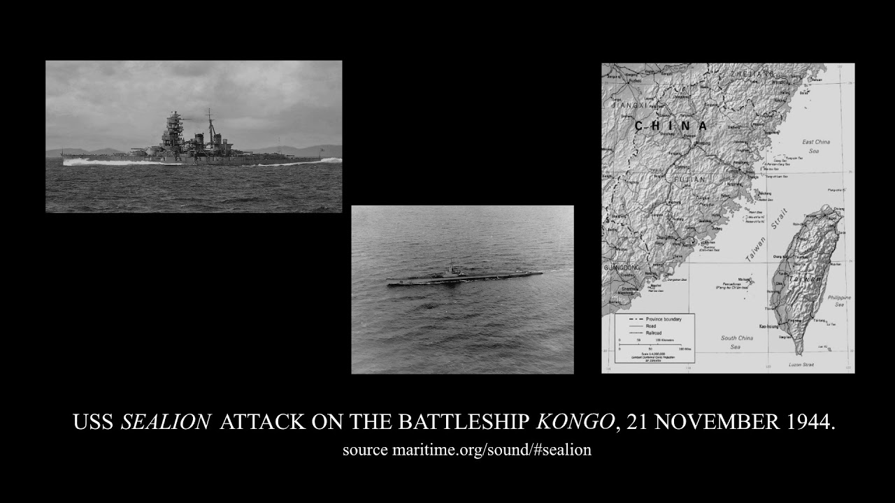 USS Sealion attack on Battleship Kongo Audio Recording - YouTube