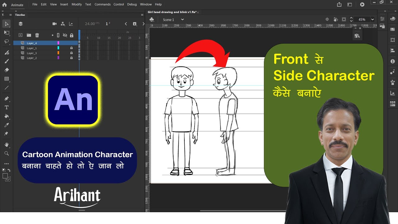 How to make character side angle from front angle / Turnaround making ...