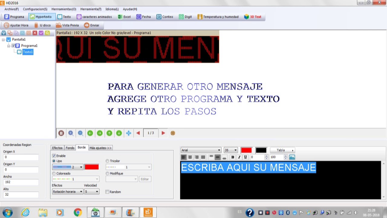 PROGRAMACION DE LETRERO LED HD - YouTube