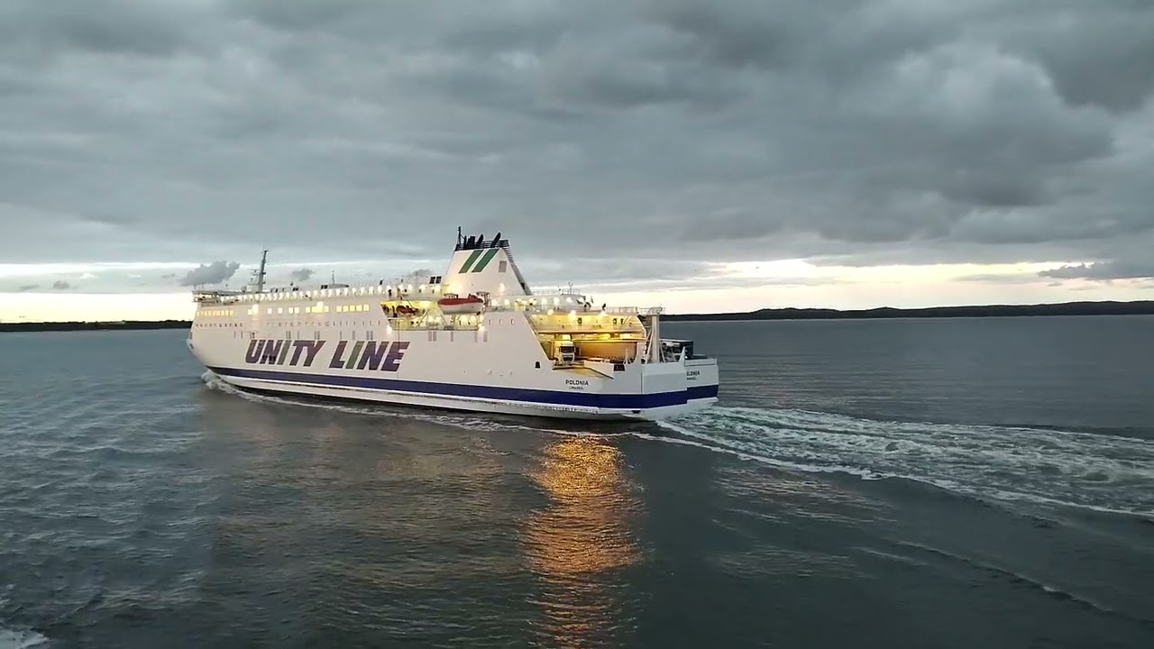 Unity Line mf Polonia passing by mf Jan Śniadecki on Baltic sea. Sept ...