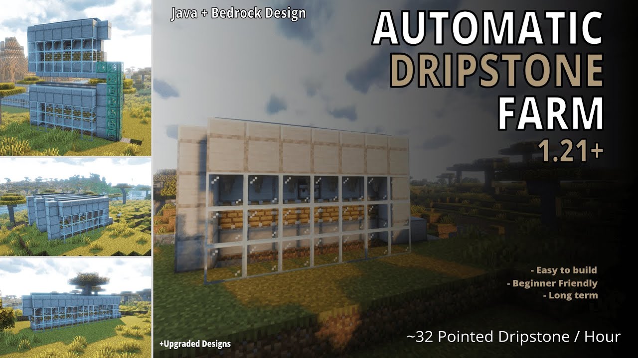 Automatic Dripstone Farm 1.21+ SIMPLE BEGINNER FARM - YouTube