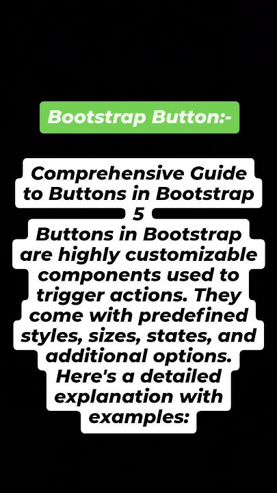 "Master Bootstrap 5 Buttons – Comprehensive Guide to Customization, Styles, and More!" - YouTube