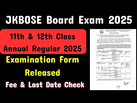 Jkbose 11th & 12th Class Regular 2025 (Exam Forms Released) Fee Last ...